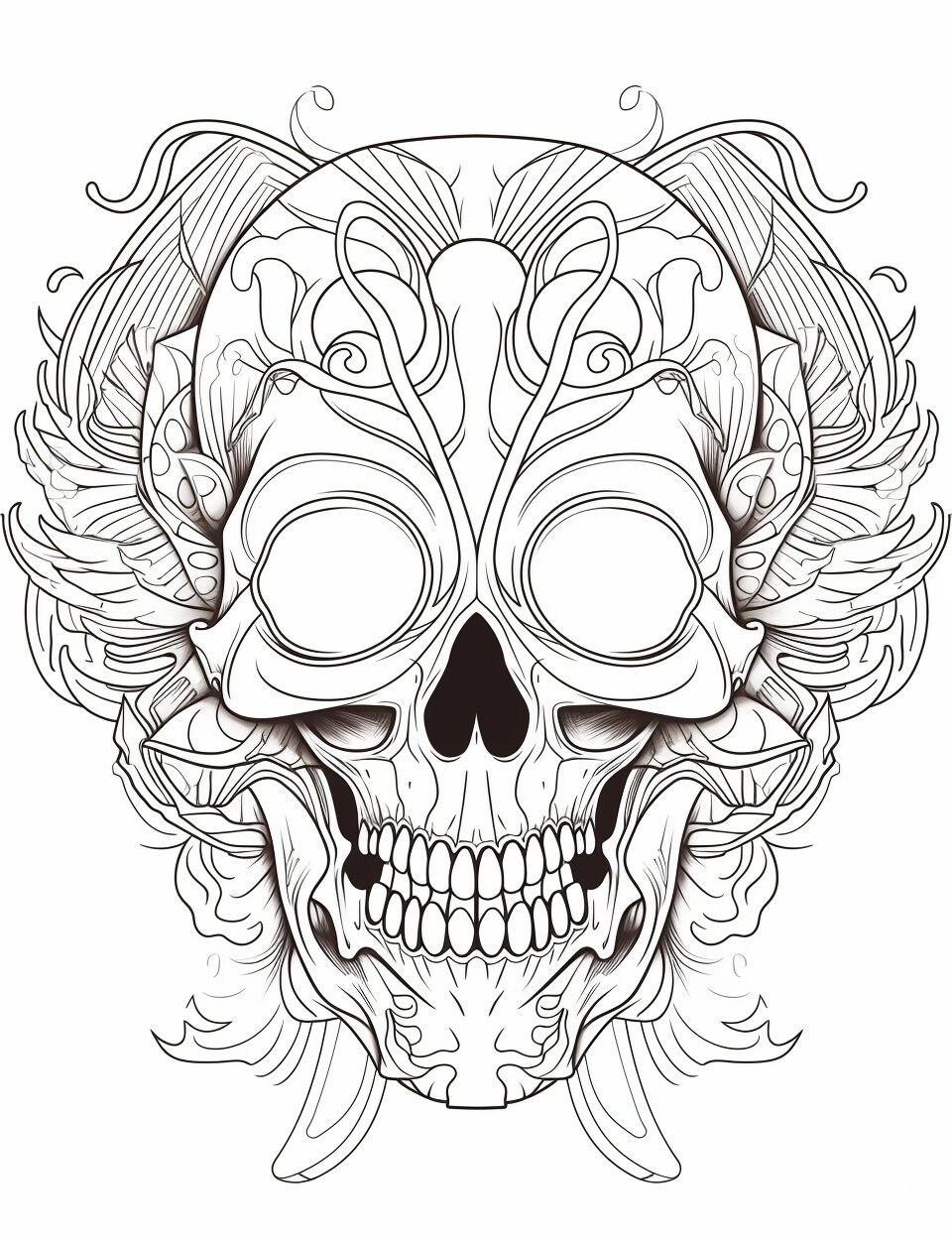 Digital Skulls, Coloring Pages, Digital Download, Skull Images, Skull ...