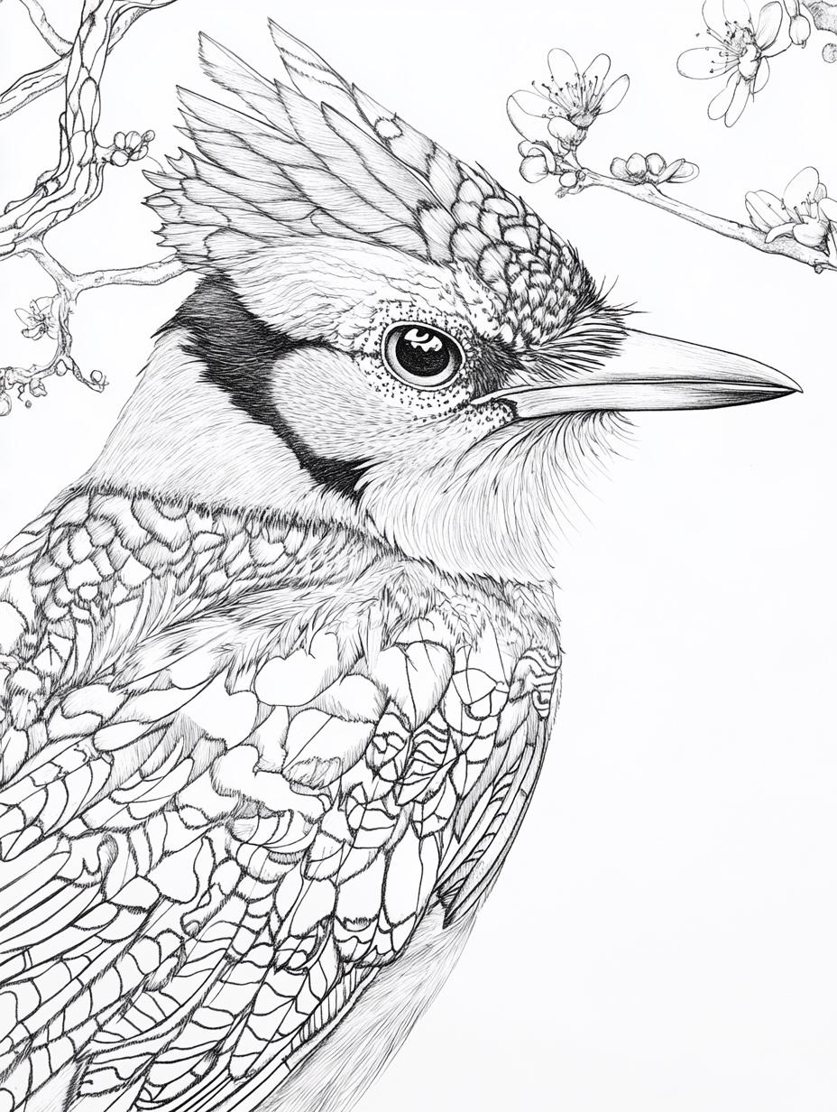 Pretty Birds Coloring Book, 40 Avian Illustration Pages (digital ...