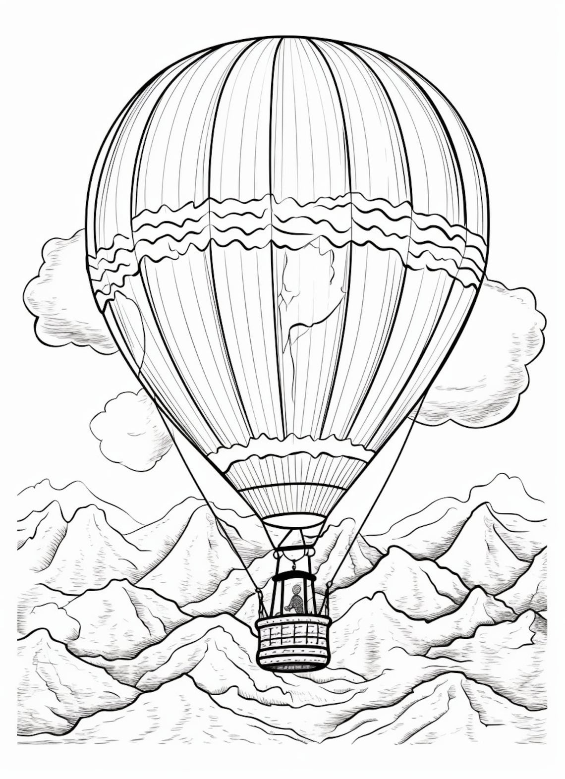 40 Hot-air Balloon Coloring Pages for Digital Download, Hot Air Balloon ...