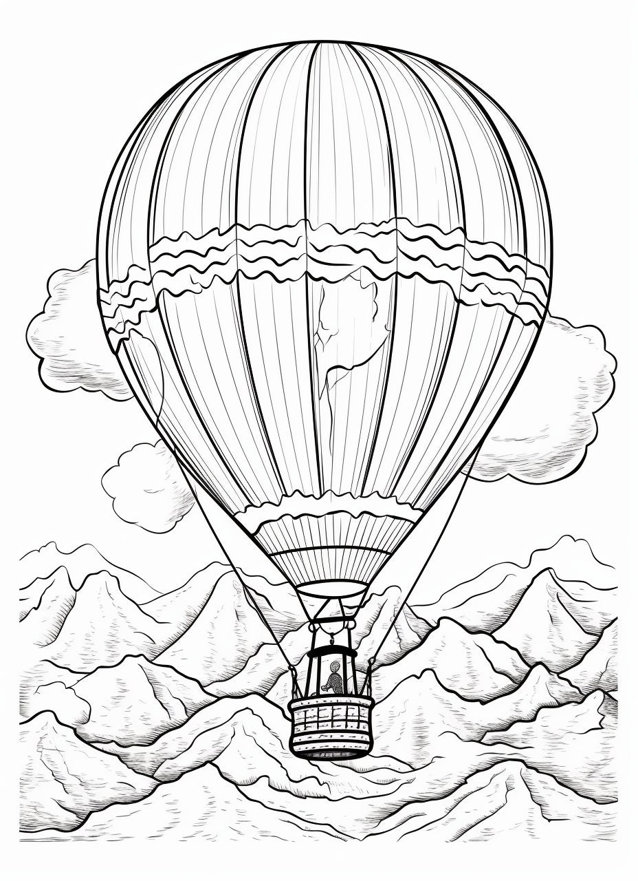 40 Hot-air Balloon Coloring Pages for Digital Download, Hot Air Balloon ...