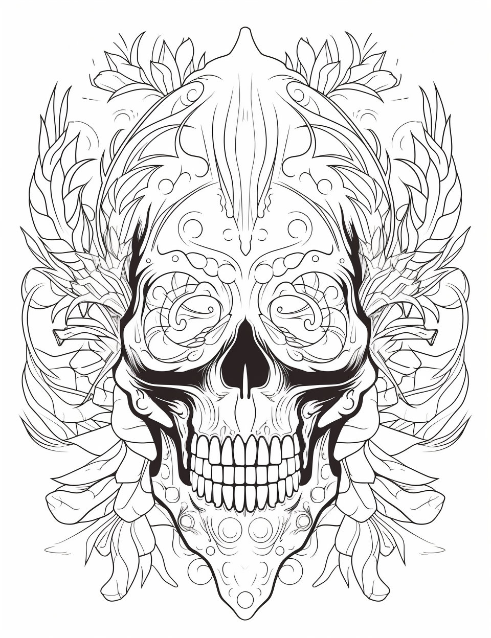 Digital Skulls, Coloring Pages, Digital Download, Skull Images, Skull ...