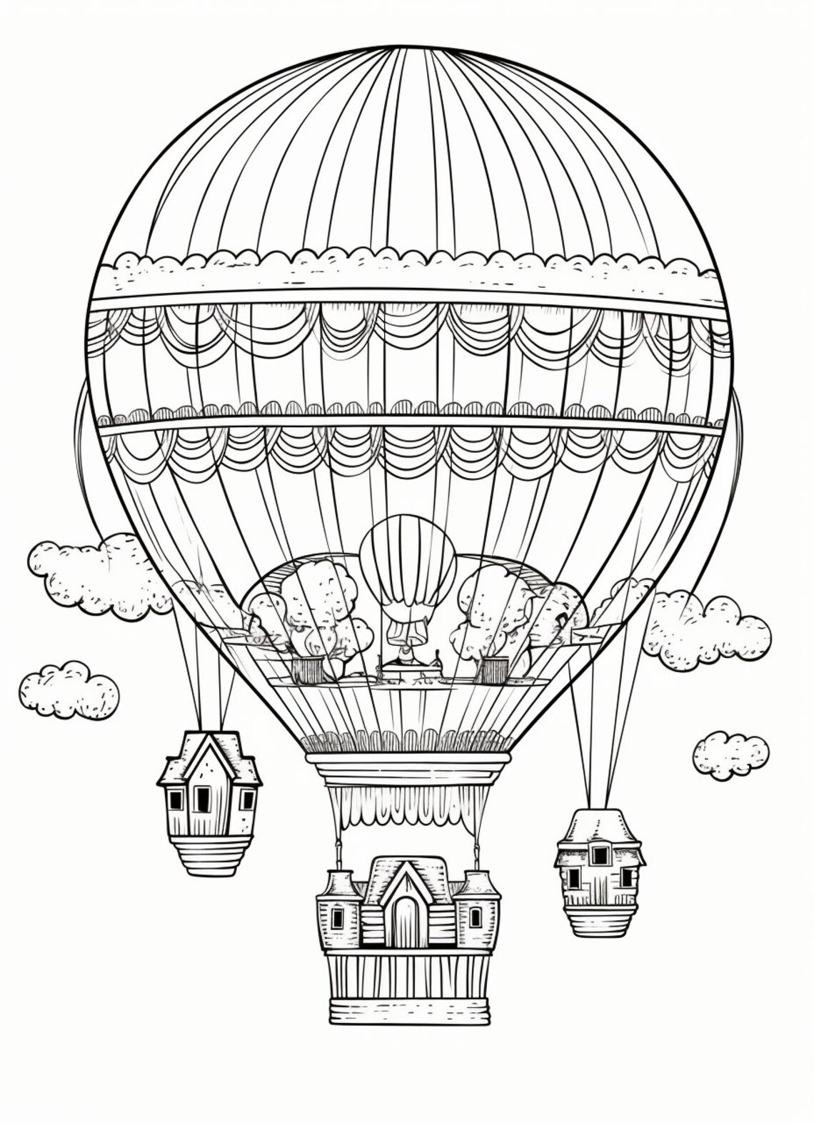 40 Hot-air Balloon Coloring Pages for Digital Download, Hot Air Balloon ...