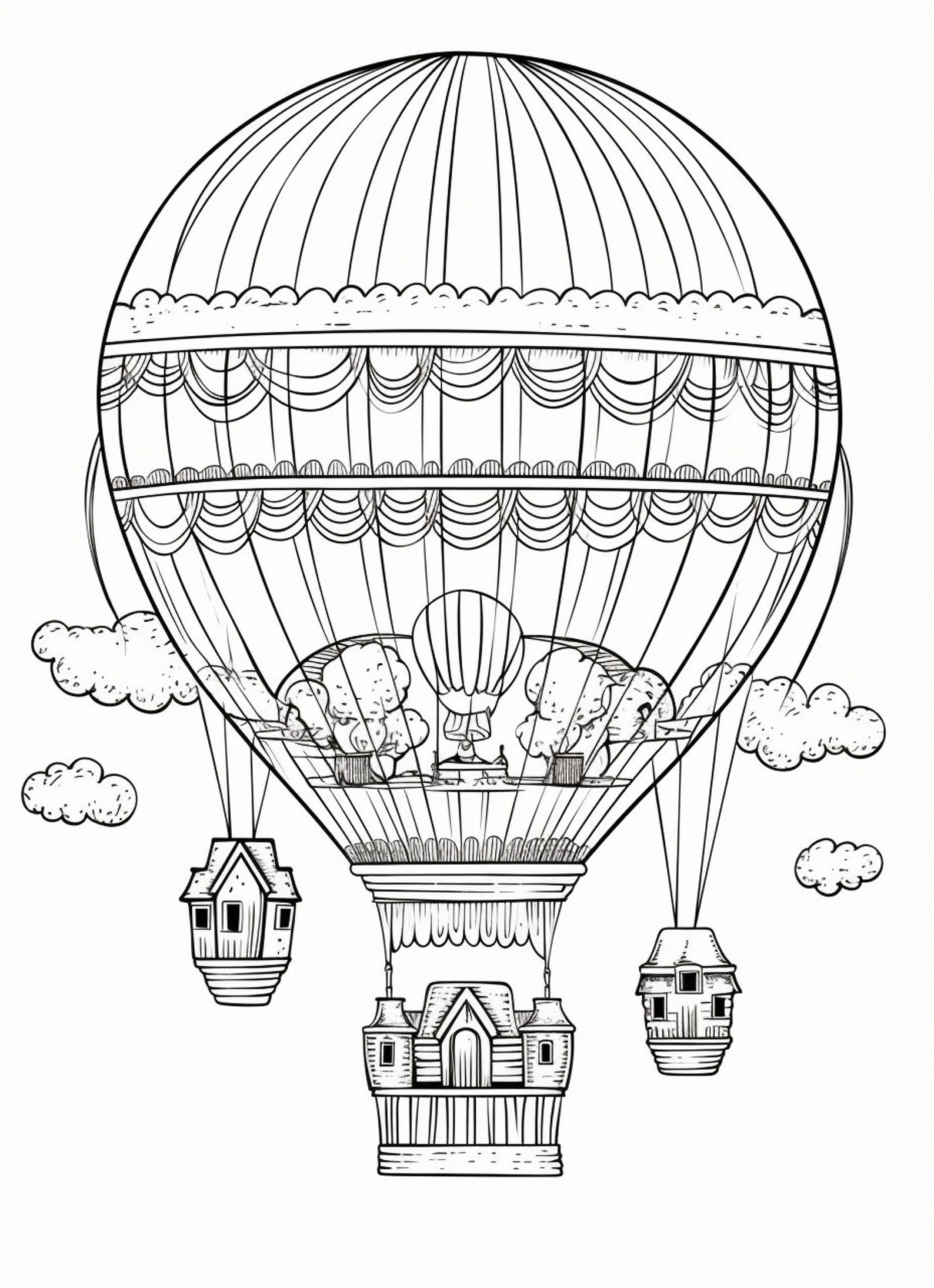 40 Hot-air Balloon Coloring Pages for Digital Download, Hot Air Balloon ...