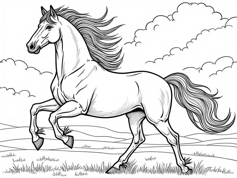 40 Majestic Horse Coloring Pages: Animal Art Therapy (digital ...