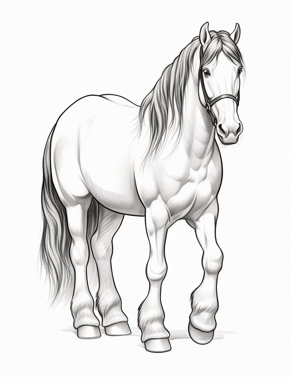 Horse Coloring Book: 40 Majestic Equine Illustrations (digital Download ...