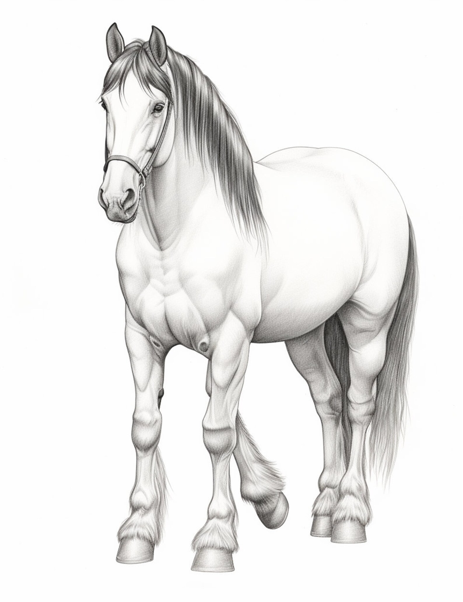 Horse Coloring Book: 40 Majestic Equine Illustrations (digital Download ...