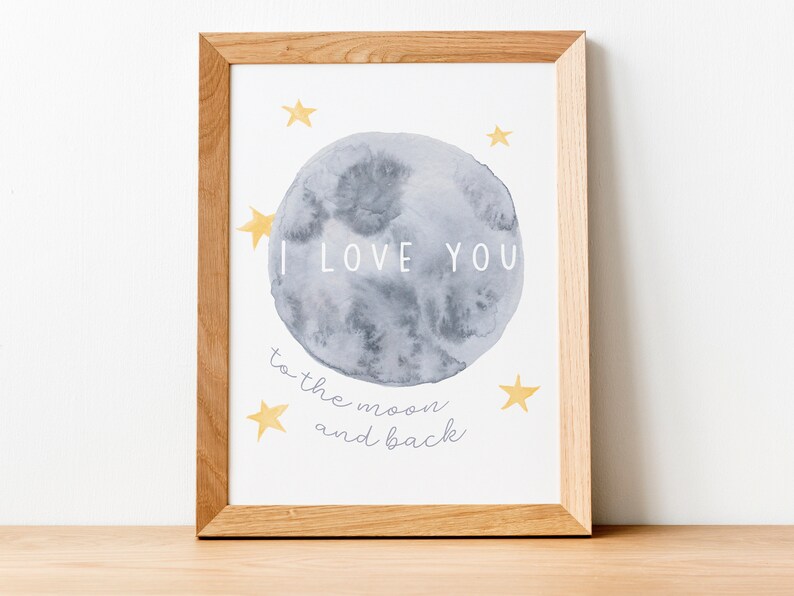 I Love You to the Moon and Back Nursery Printable Wall Art - Etsy
