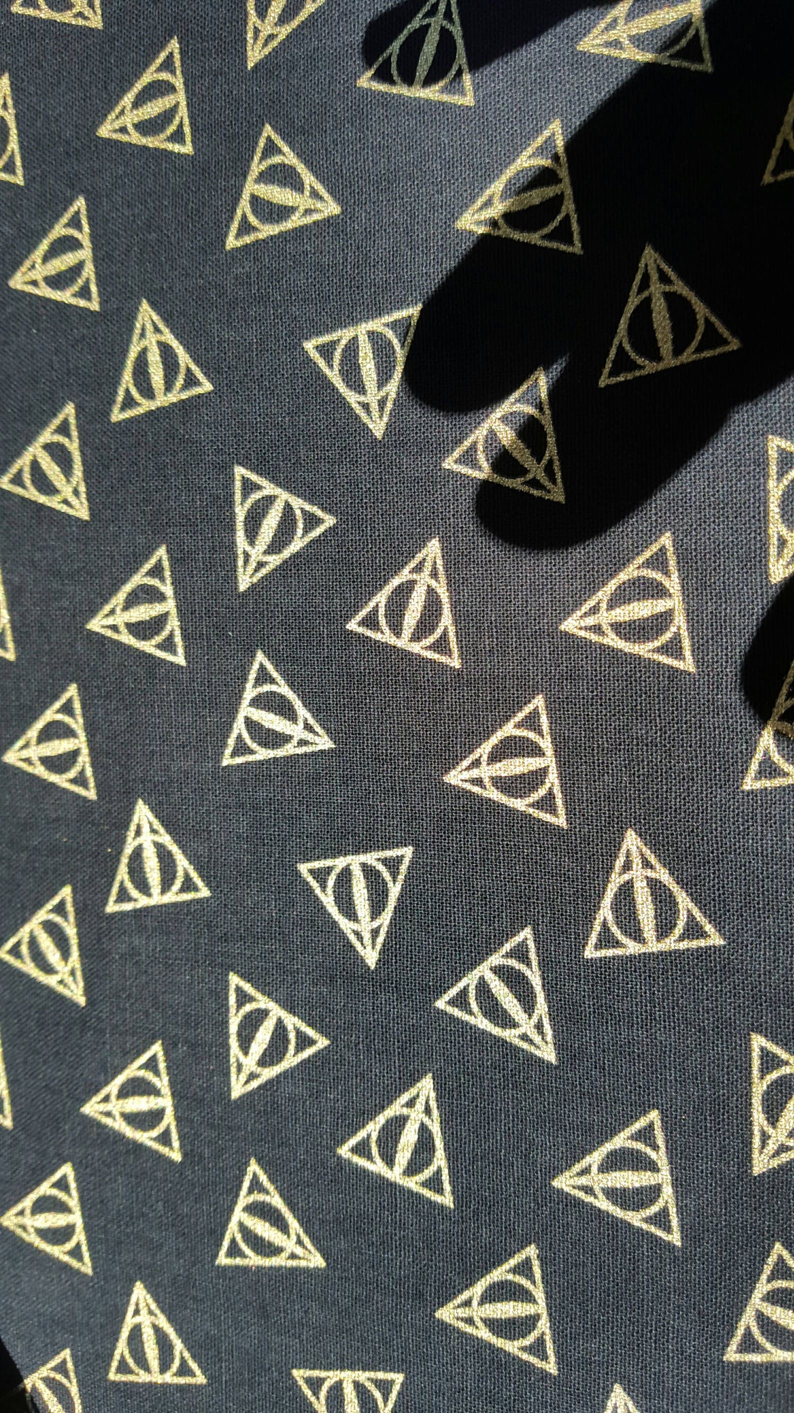 Harry Potter Cotton Fabric by the Yard Black Gold Metallic Deathly ...