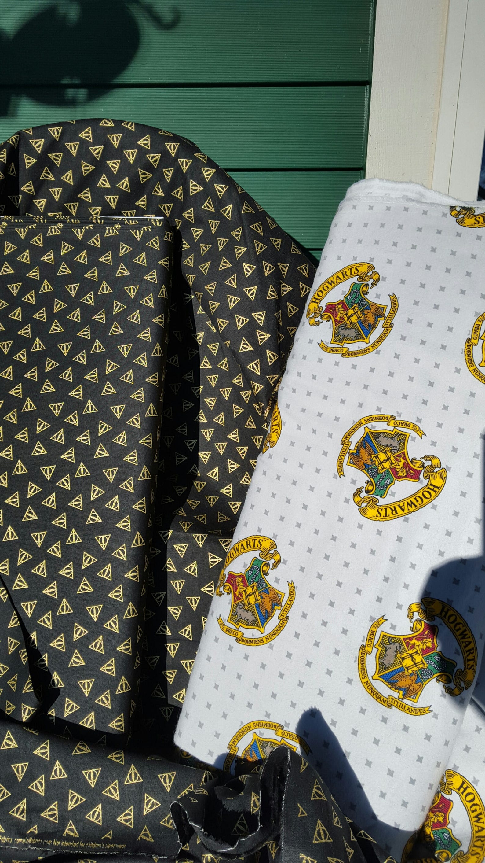 Harry Potter Cotton Fabric by the Yard Black Gold Metallic Deathly ...