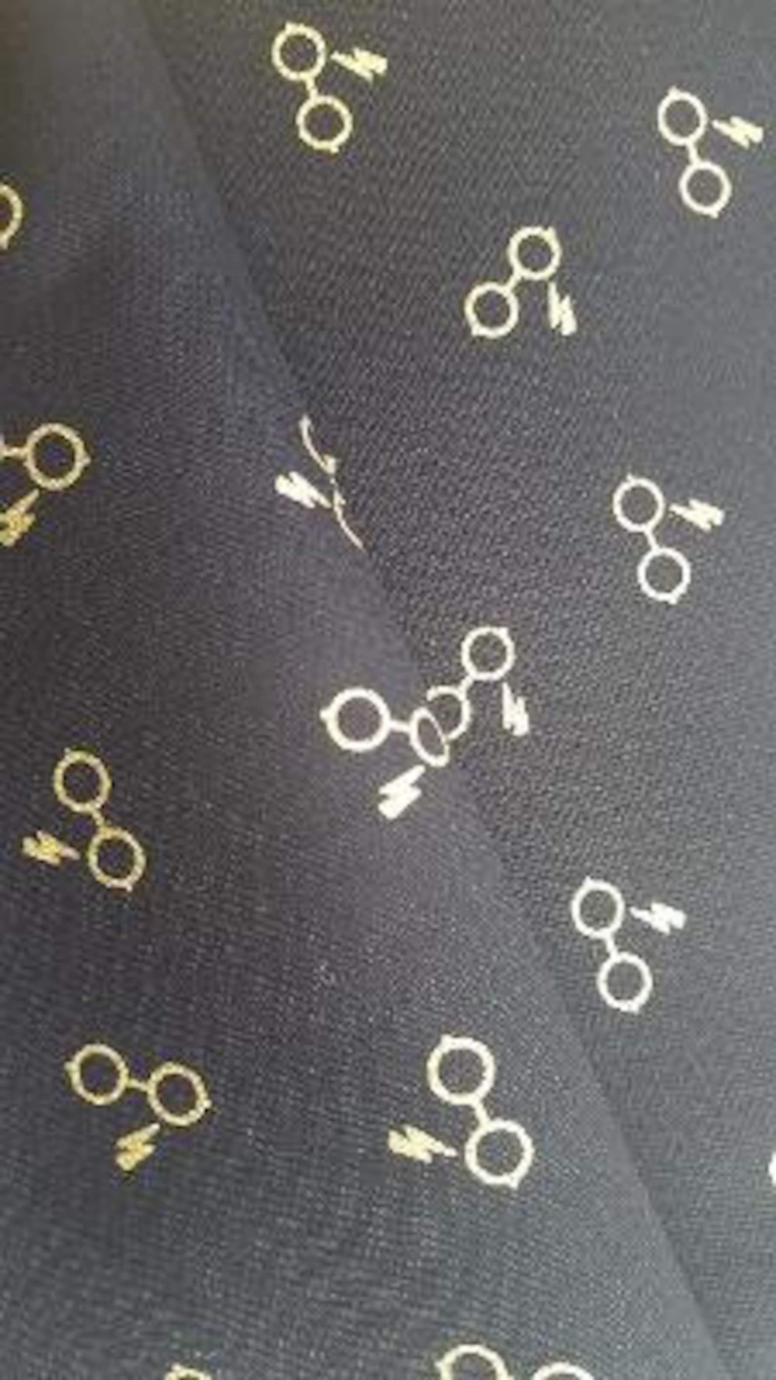 Harry Potter Cotton Fabric by the Yard Black Gold Metallic Deathly ...