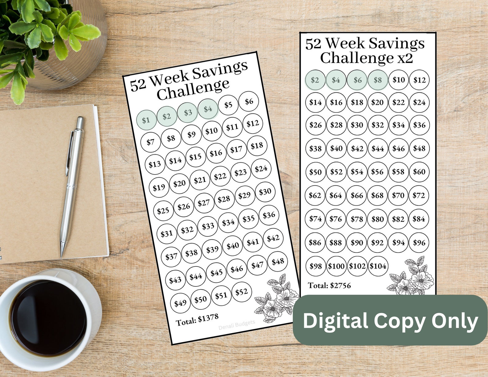 52 Week Saving Challenges Bundle Printable | 3x6in | 9 Challenges | 1 ...