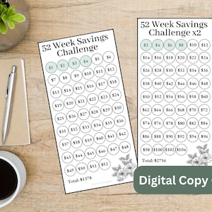 52 Week Saving Challenges Bundle Printable | 3x6in | 9 Challenges | 1 ...