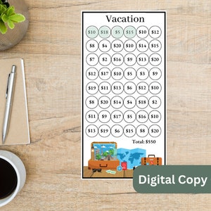 Vacation Savings Challenge | Save 550 Dollars | 3x6in Printable | Great ...