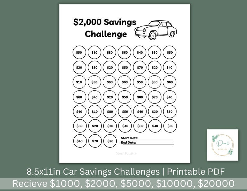 Car Savings Challenge | 1k, 2k, 5k, 10k, 20k | Sinking Funds ...