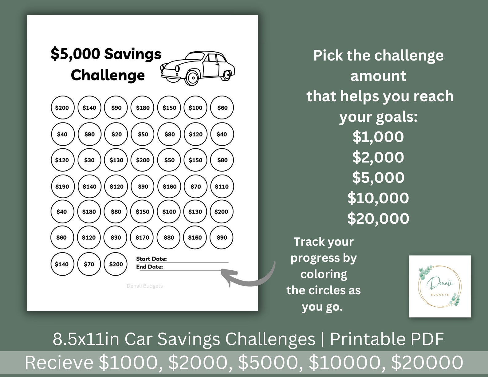 Car Savings Challenge | 1k, 2k, 5k, 10k, 20k | Sinking Funds ...