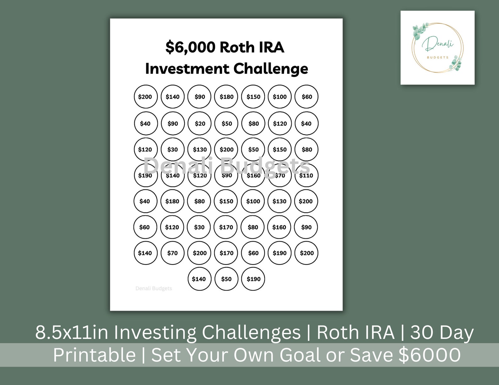 Investing Saving Challenge | Printable Bundle | Roth IRA | 30 Day ...