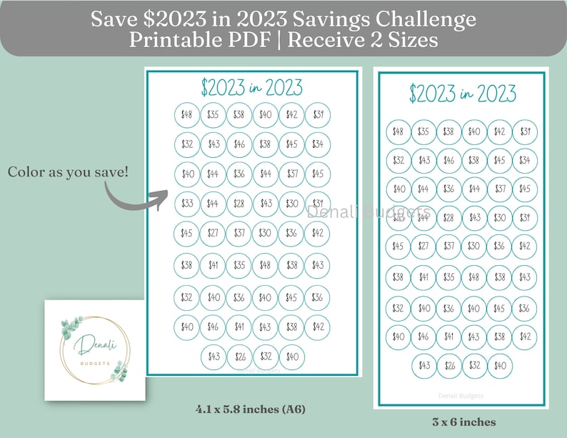 2023 in 2023 Savings Challenge Printable Money Savings - Etsy
