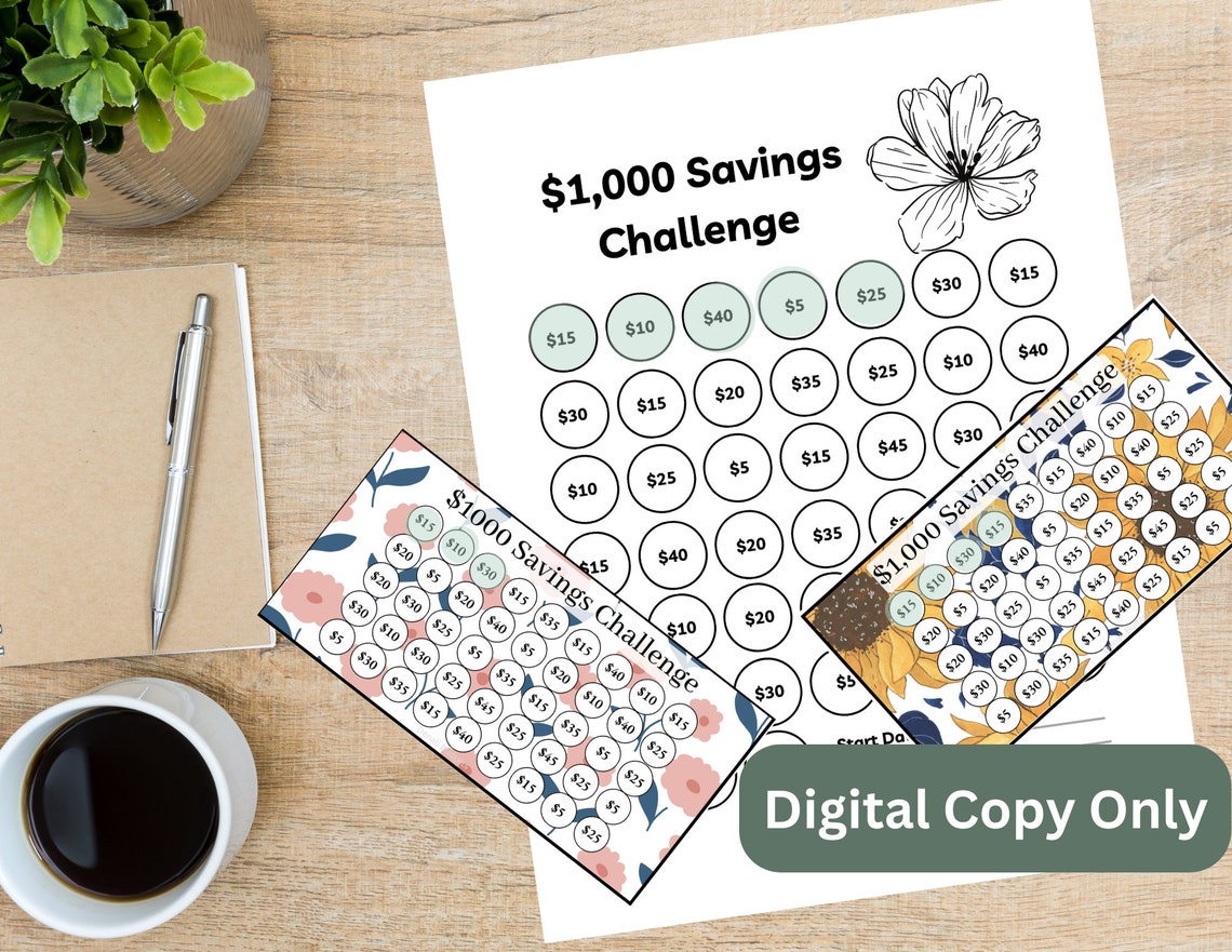 1k Savings Challenge Bundle | Printable | Starter Kit | Home, Car ...