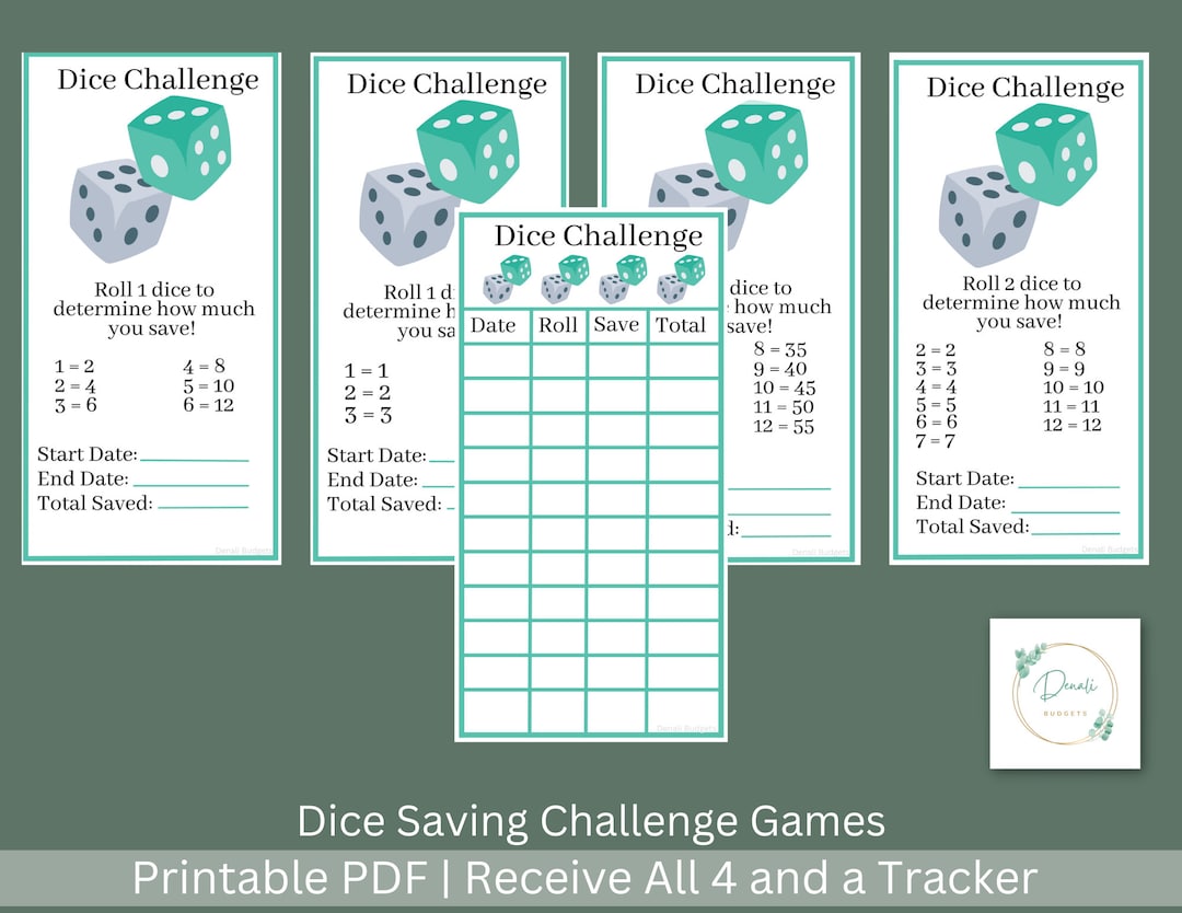 Dice Saving Challenge Game | Printable Bundle | Low Budget Friendly ...