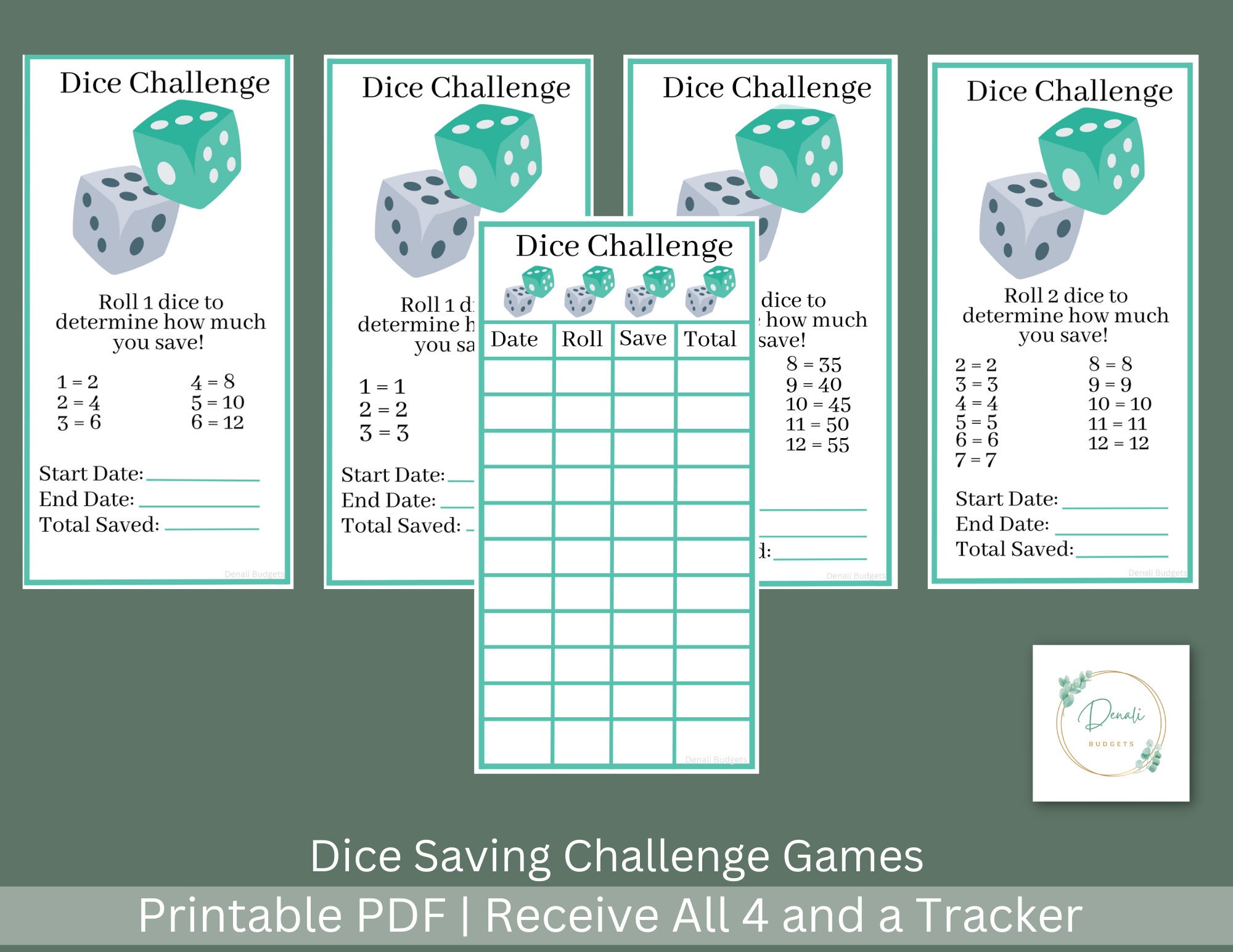 Dice Saving Challenge Game | Printable Bundle | Low Budget Friendly ...