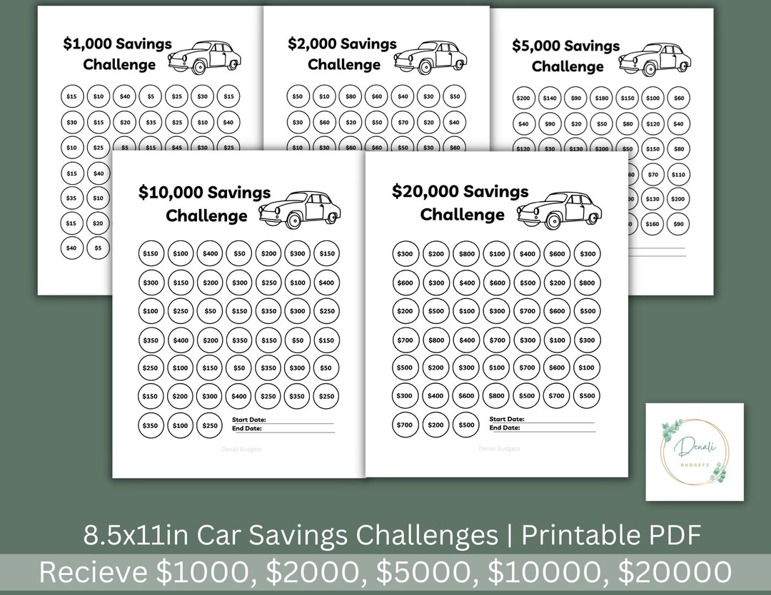 Car Savings Challenge | 1k, 2k, 5k, 10k, 20k | Sinking Funds ...