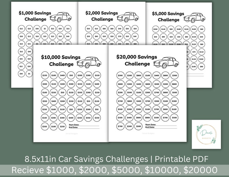 Car Savings Challenge | 1k, 2k, 5k, 10k, 20k | Sinking Funds ...