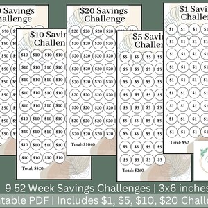 52 Week Savings Challenge Bundle | 3x6in Printable | 9 Challenges | 1 ...
