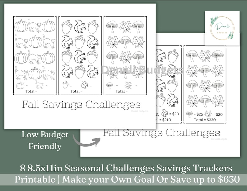Seasonal Mini Savings Challenge Bundle Spring Challenge Summer ...
