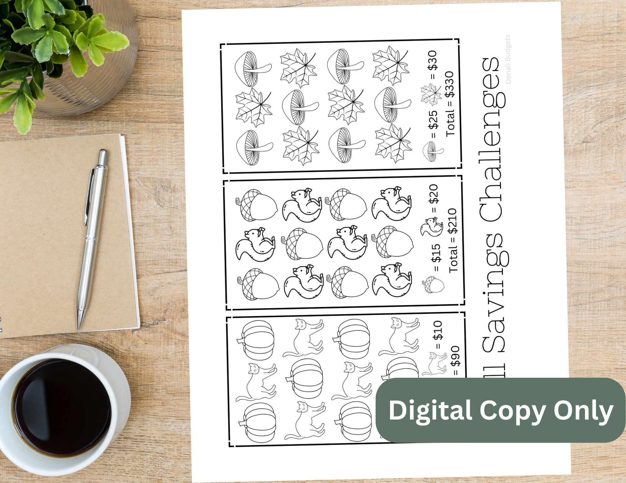 Fall Savings Challenge Printable PDF 3 3x5.5inch Mini - Etsy