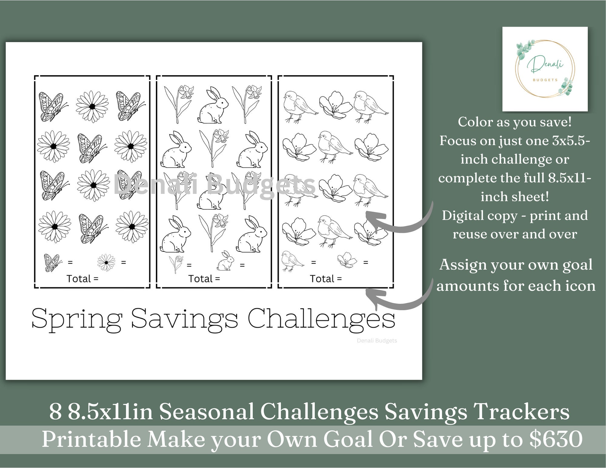 Seasonal Mini Savings Challenge Bundle Spring Challenge Summer ...