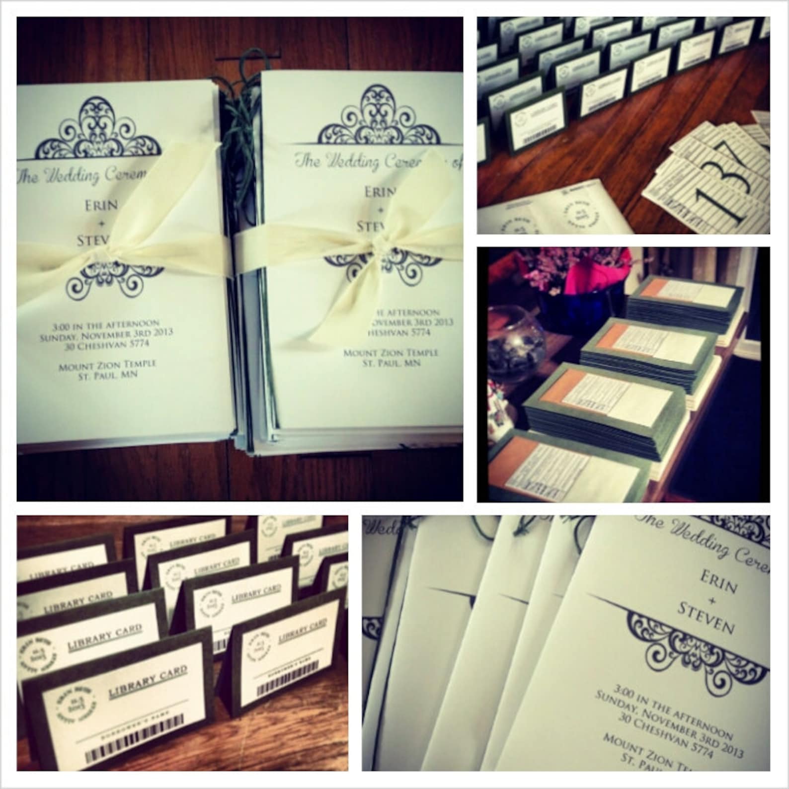 Library Themed Wedding Invitation Bundle - Place Cards, Programs, Table ...