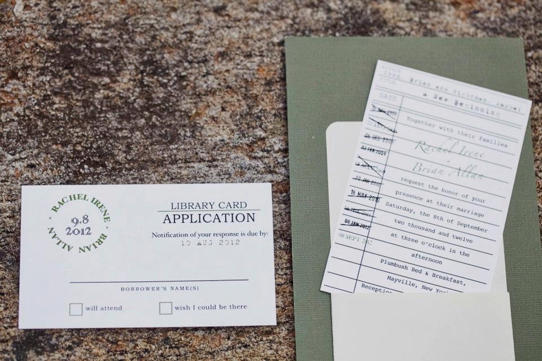 Library Card Wedding Invitation - Etsy
