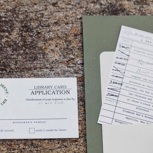 Library Card Wedding Invitation - Etsy