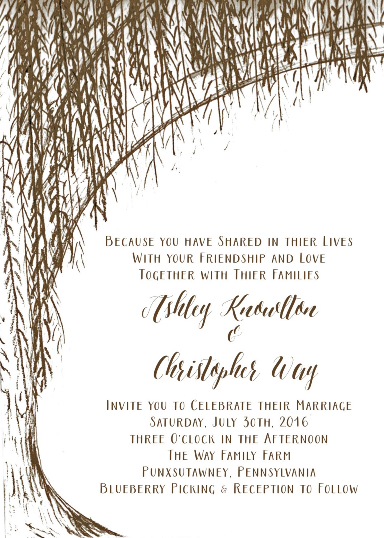 Rustic Willow Tree Wedding Invitation - Etsy