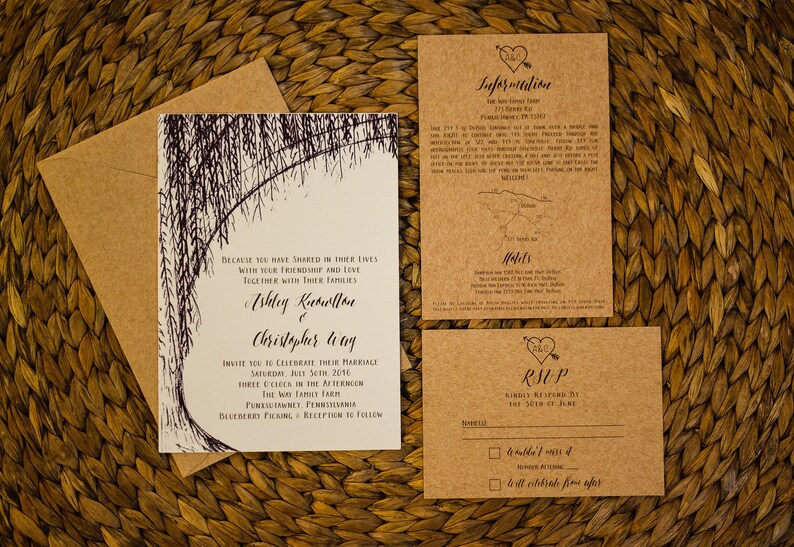 Rustic Willow Tree Wedding Invitation - Etsy