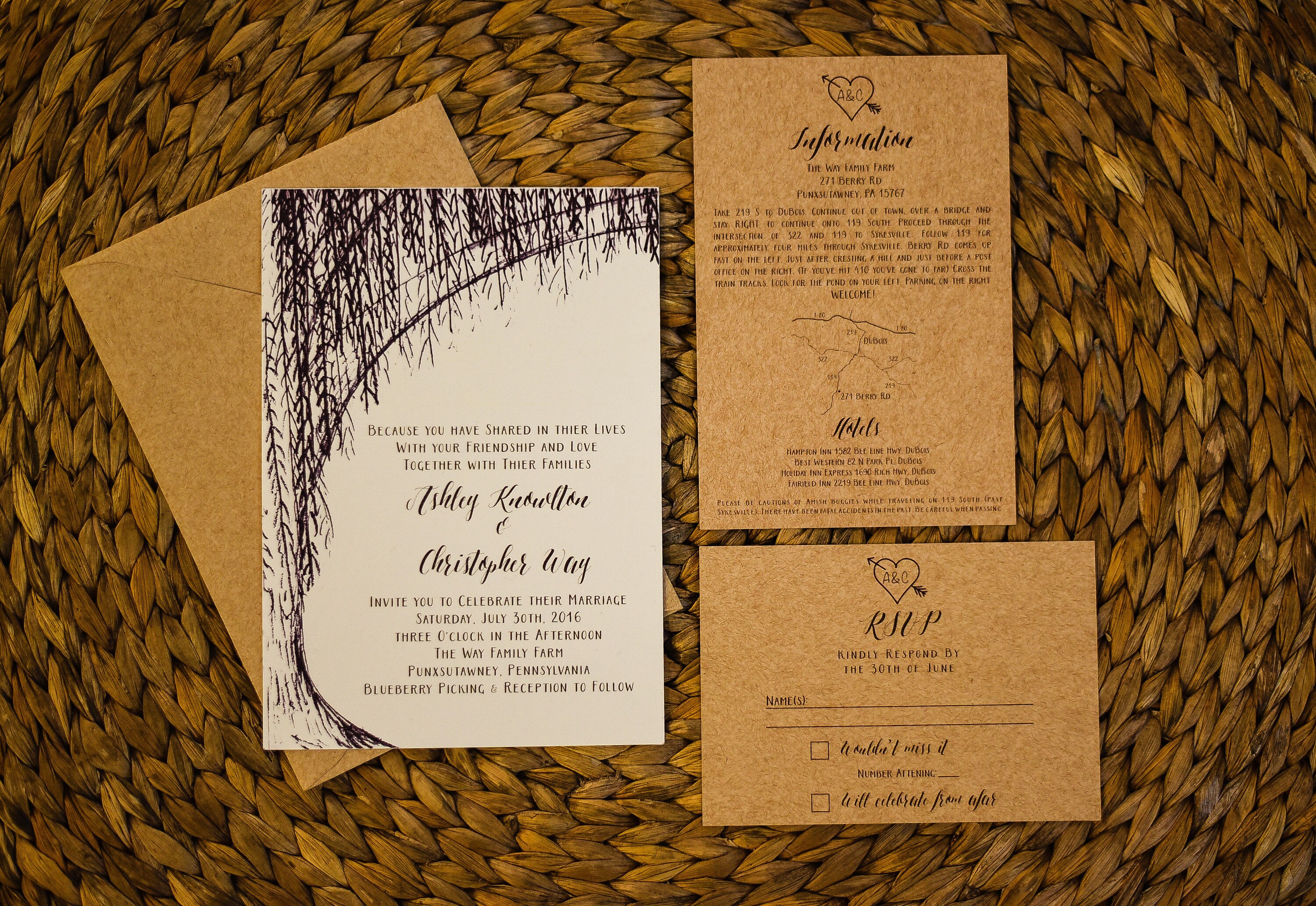 Rustic Willow Tree Wedding Invitation - Etsy