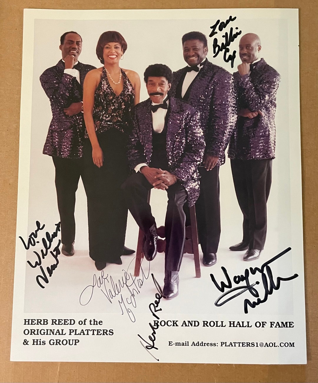Herb Reed of the Original Platters and His Group Autographed 8 X 10 ...