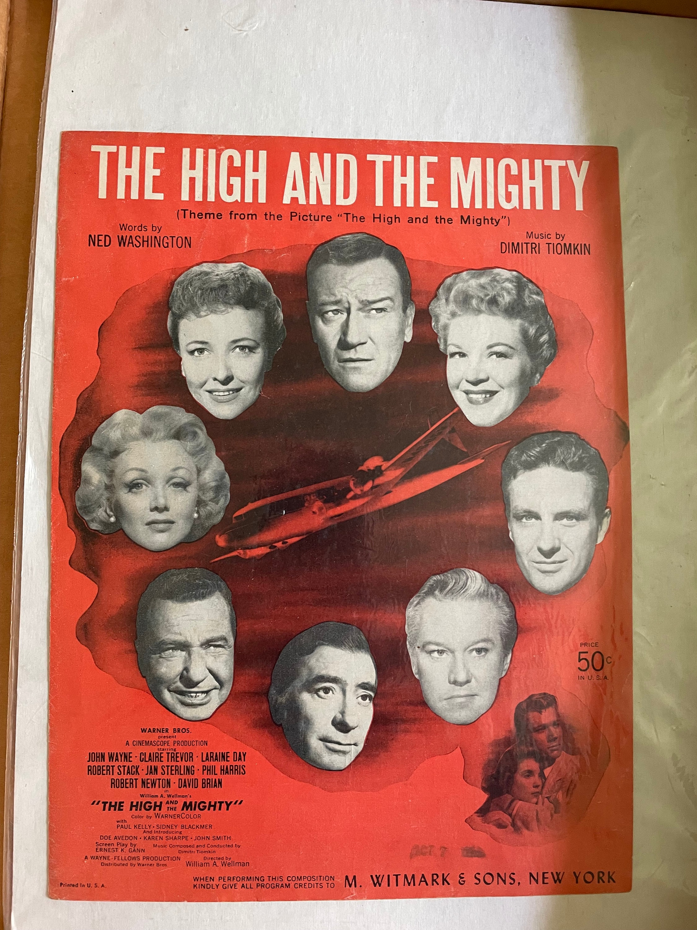 The High and the Mighty 1954 Sheet Music - Etsy
