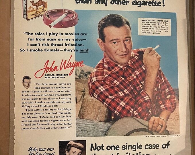 1954, John Wayne, "camels" Cigarette Ad (scarce / Vintage) - Etsy