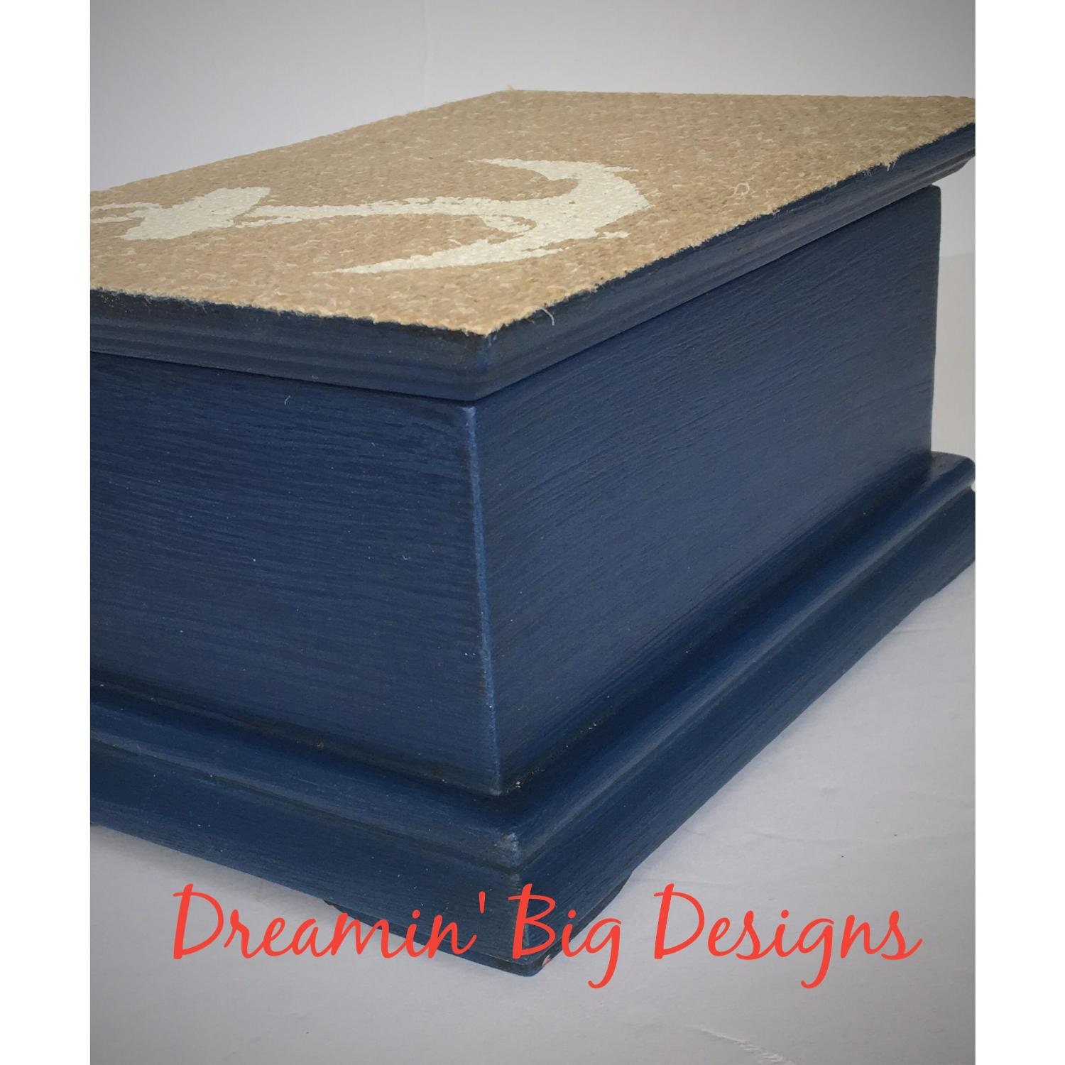 HANDMADE Hand Painted Nautical Coastal Jewelry Box, Handcrafted Rustic ...
