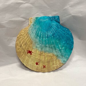 ORIGINAL Handmade Alcohol Ink Handpainted Shell Art, Coastal Nautical ...
