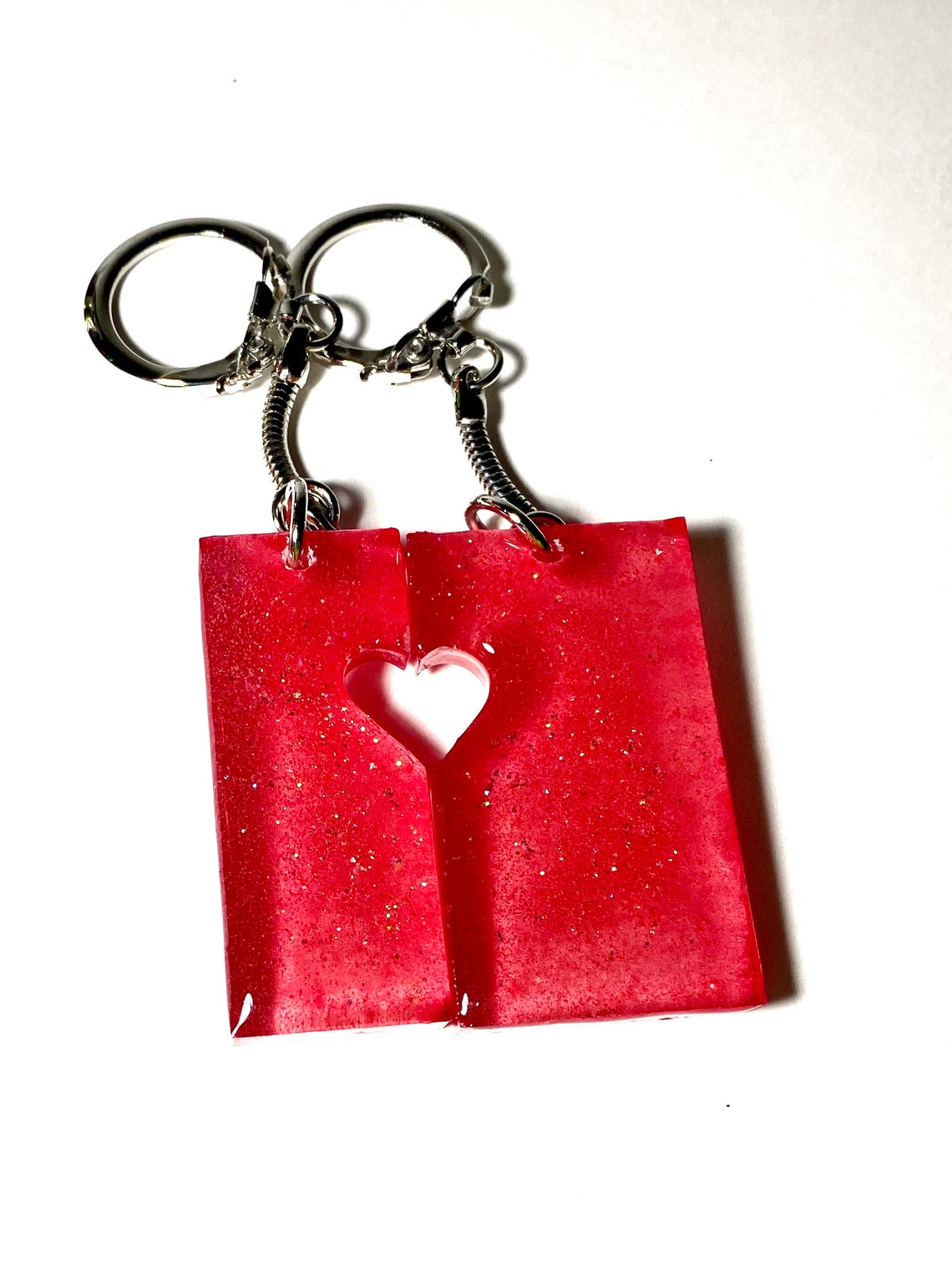 HANDMADE Resin Couples Love Heart Keychain, Artisan Valentines Day Gift ...