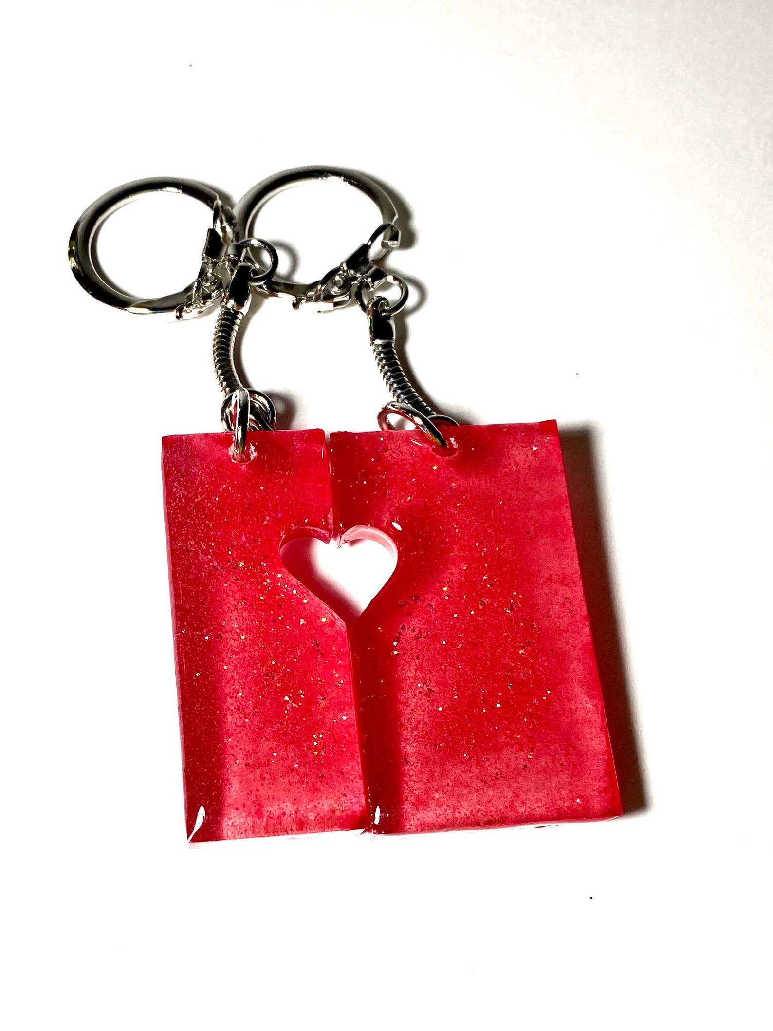HANDMADE Resin Couples Love Heart Keychain, Artisan Valentines Day Gift ...