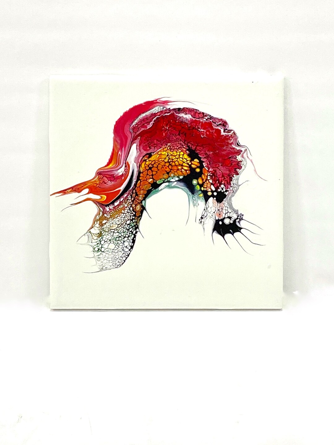 ACRYLIC Fluid Pour Painting Art 6x6 Ceramic Tile, Original Abstract ...