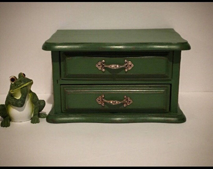 Green Hand Painted Wood Jewelry Box With Bright Colorful - Etsy