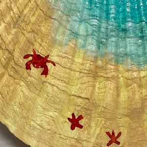 ORIGINAL Handmade Alcohol Ink Handpainted Shell Art, Coastal Nautical ...