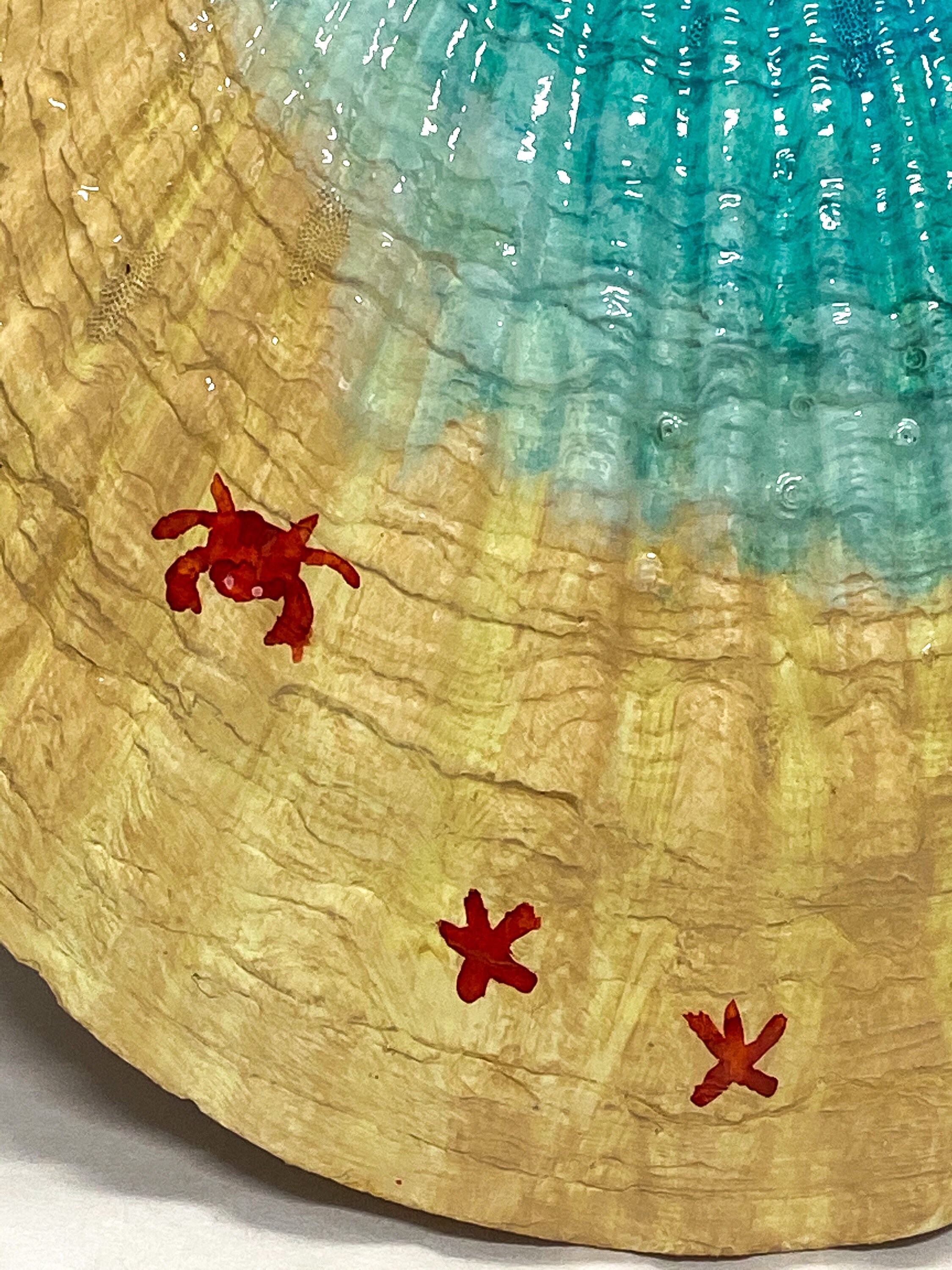 ORIGINAL Handmade Alcohol Ink Handpainted Shell Art, Coastal Nautical ...