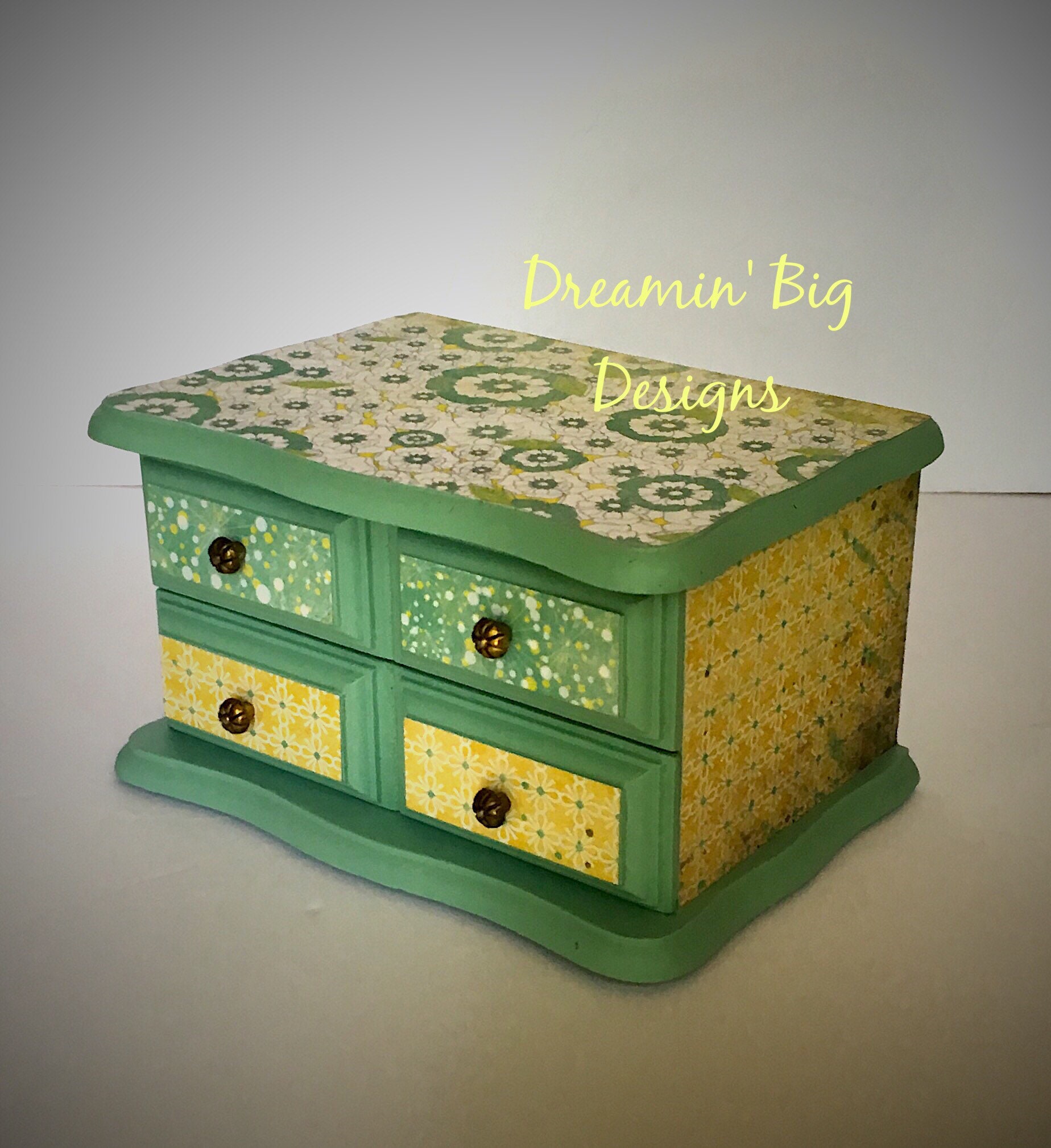 HANDMADE Hand Painted Wood Jewelry Box, Girl Jewelry Chest Armoire ...