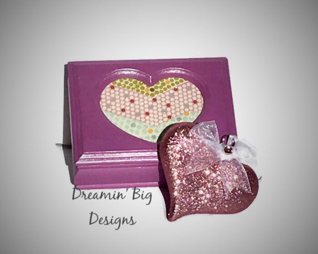 RELOVED Shimmer Amethyst Purple Hand Painted Vintage Wood Jewelry Box ...