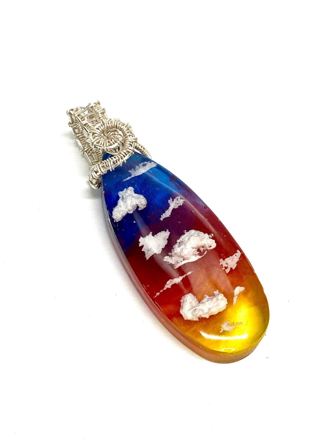 HANDMADE Resin Art Sunset Rainbow Cloud Statement Pendant With Hand ...